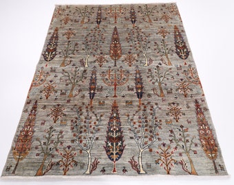 5x7 Ft Navy Blue Gabbeh Wool Area Rug,5x6'5 Afghan Hand Knotted Rug ...