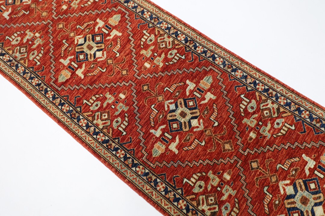 8 Ft Oriental Hallway Runner Rug, 2'6x8 Afghan Hand Knotted Natural Dye ...