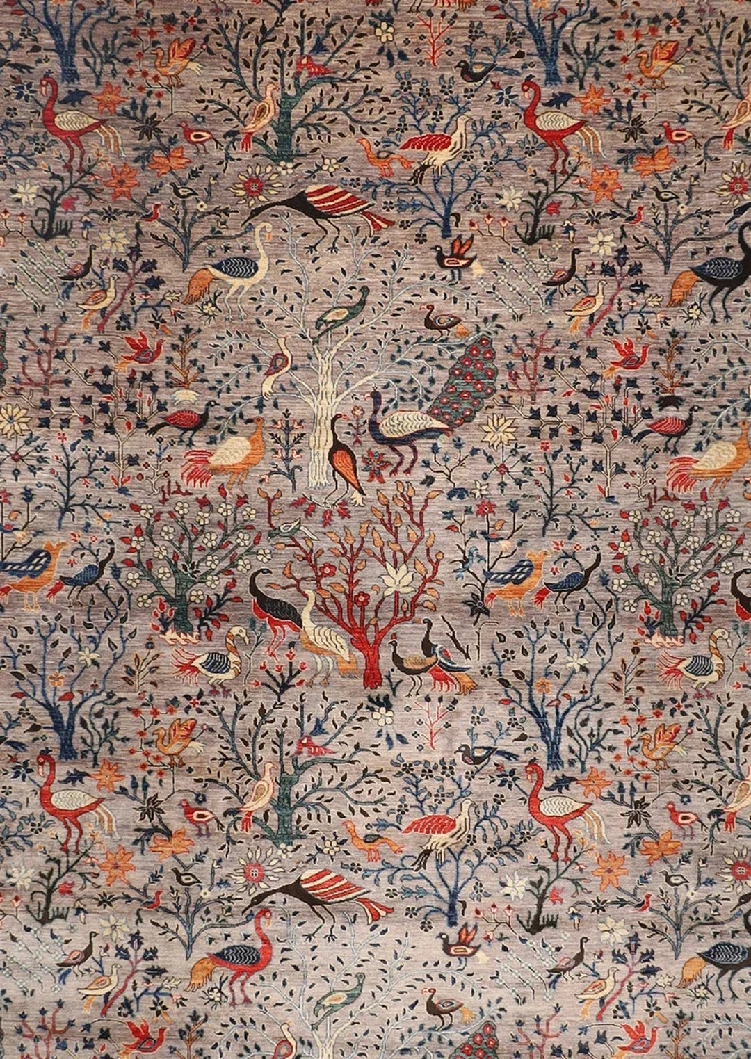 12x15 Bird Gray Area Rug, Large Hand Knotted Natural Dye Wool Oriental ...