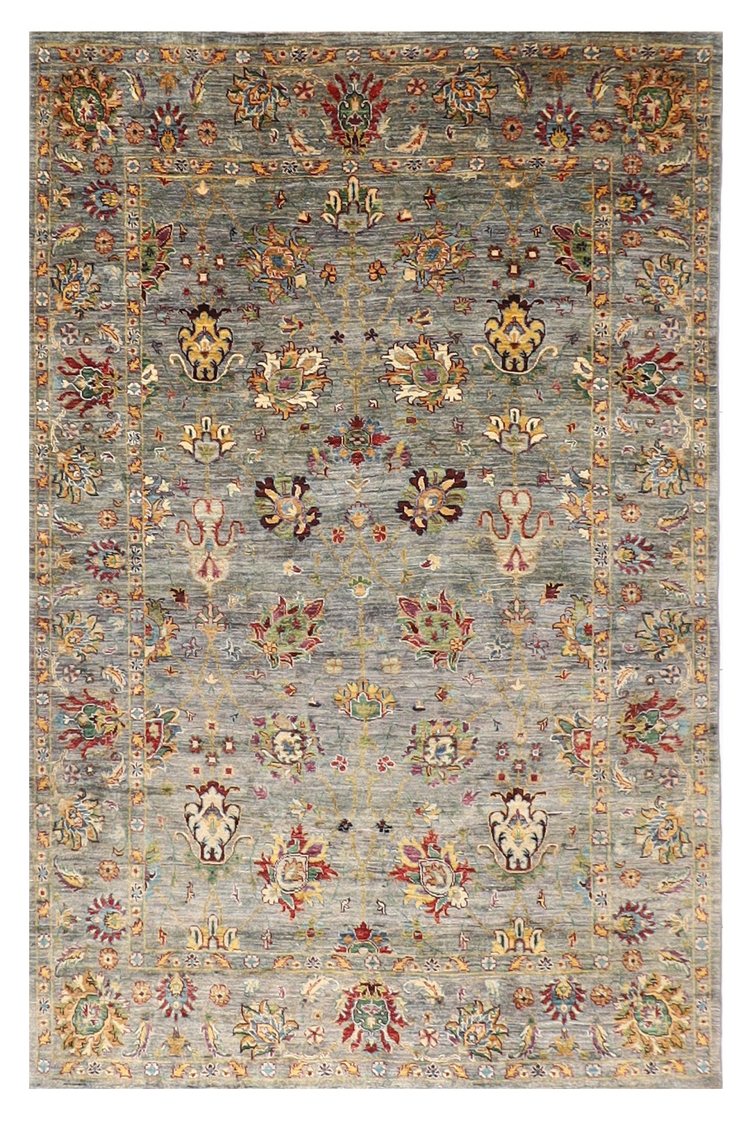 6x8 Ft Bidjar Gray Area Rug, 5'7x8'2 Afghan Hand Knotted Natural Dye ...