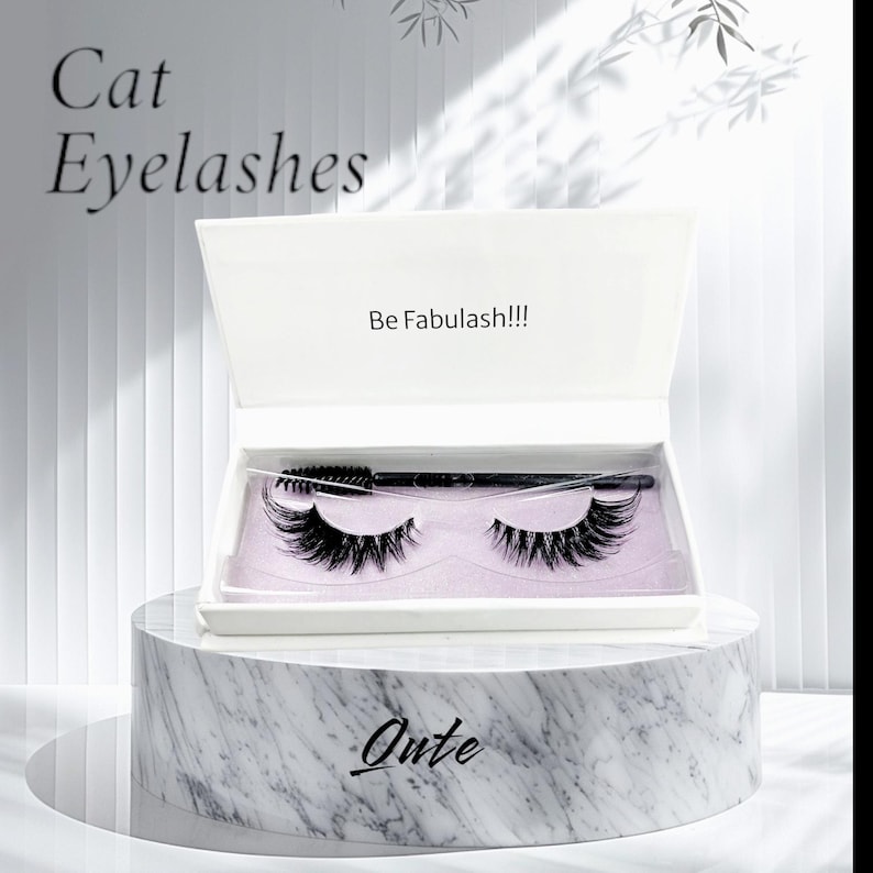 Cat Eyelashes 3D , Natural Look, Fox Lashes, Spiky Fake Eyelashes ...