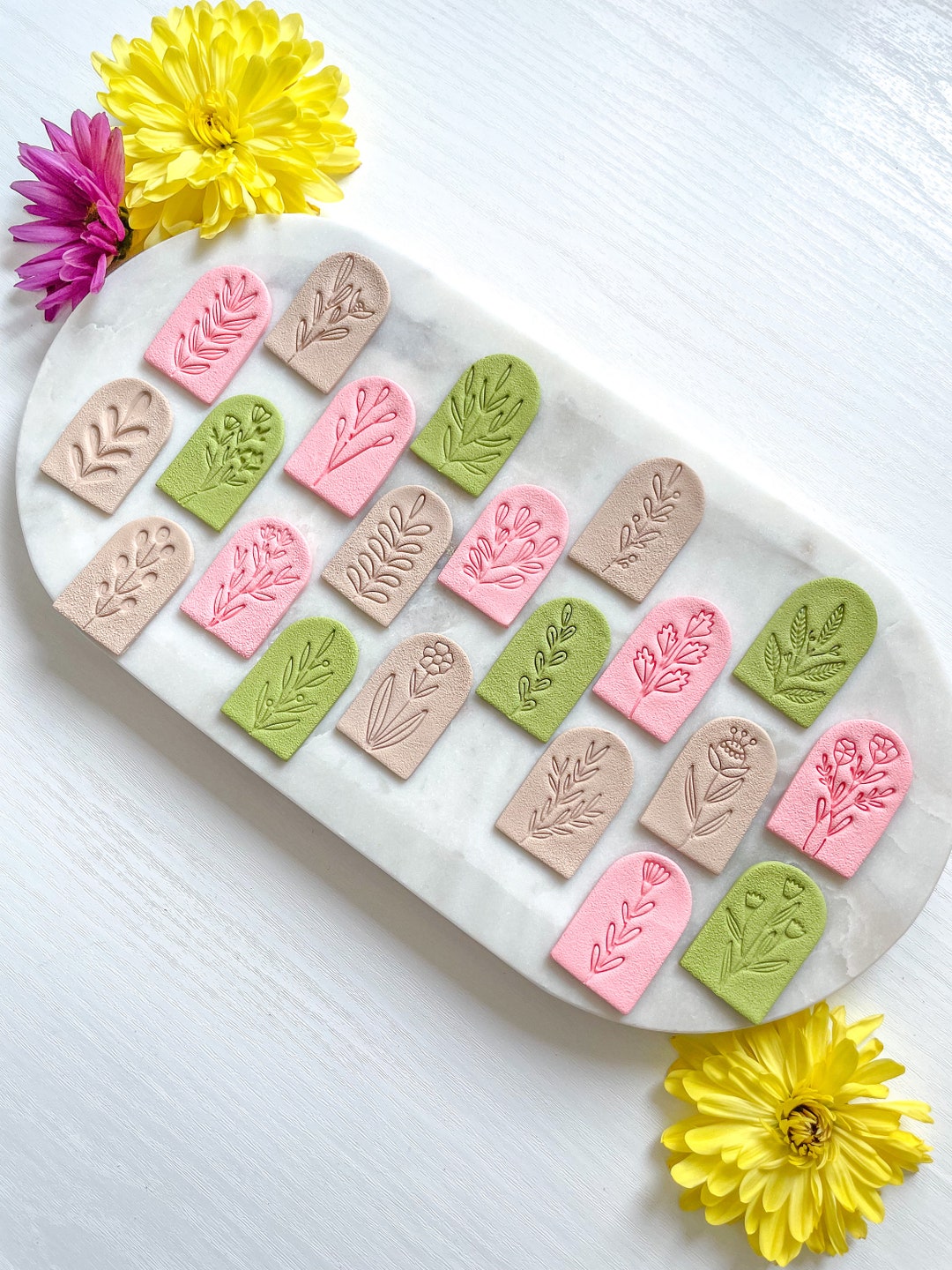 Polymer Clay Stamp | Botanical Stamp SET | Floral Stamp | Pottery Stamp ...