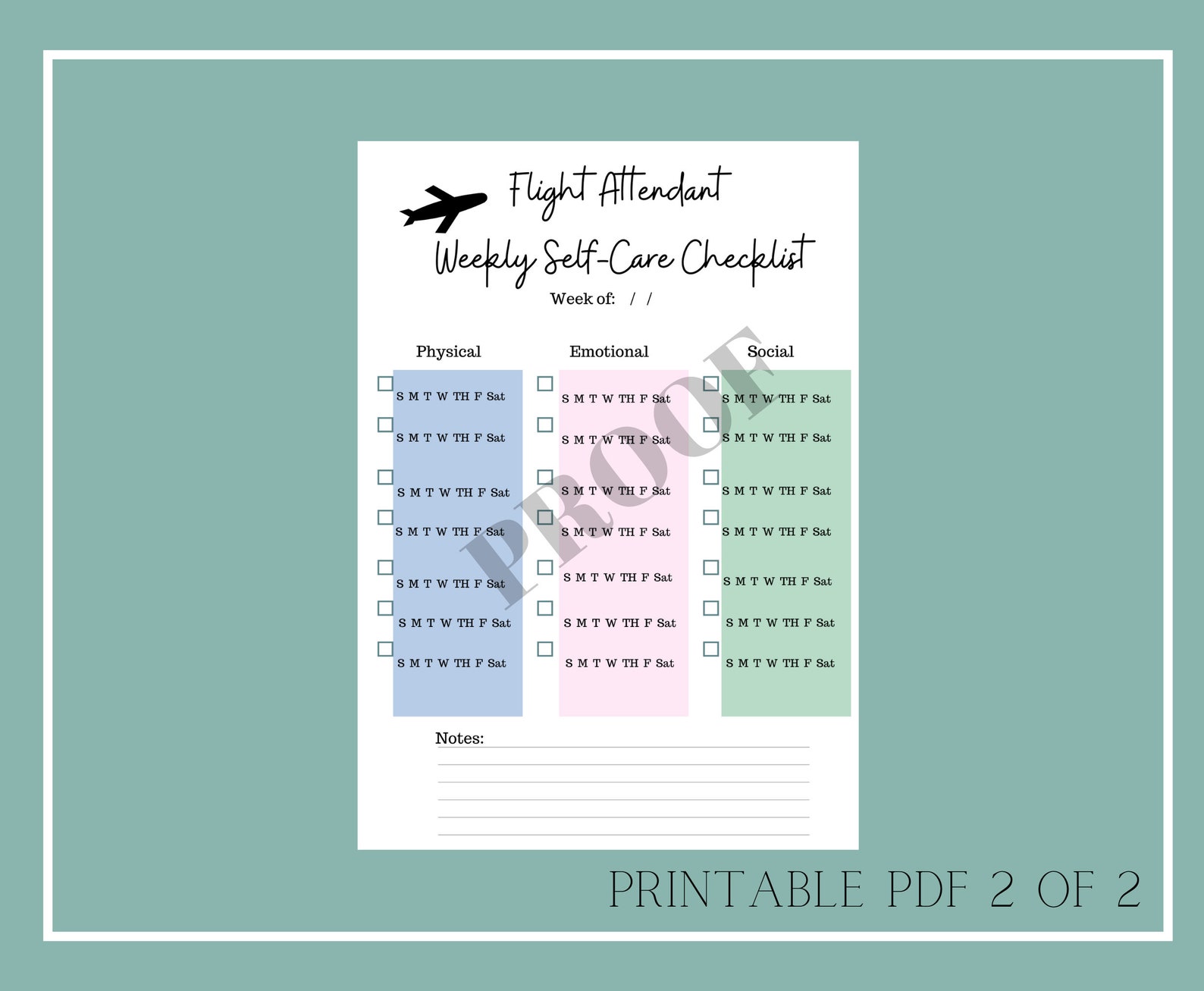 Flight Attendant Self-care Checklist, Printable PDF, Traveler's ...