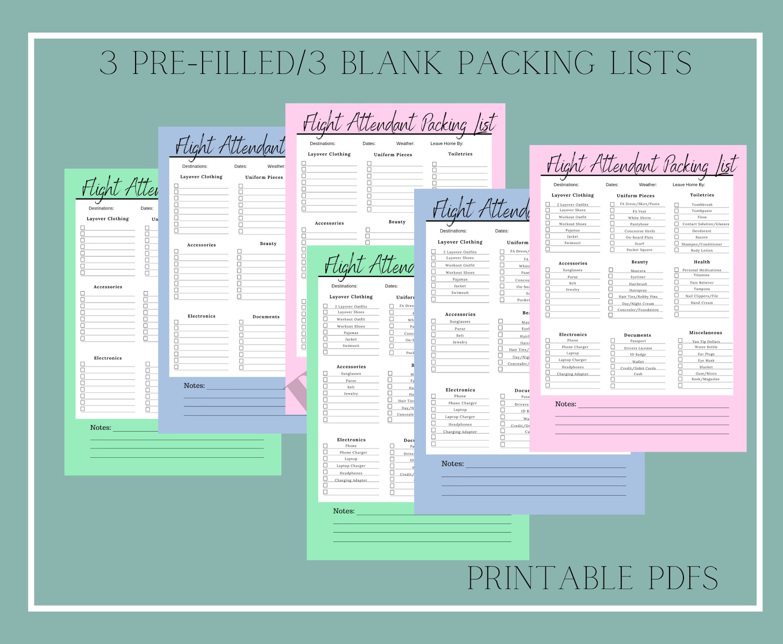 Flight Attendant Printable Bundle With Bonus Wall Art GIFT - Etsy