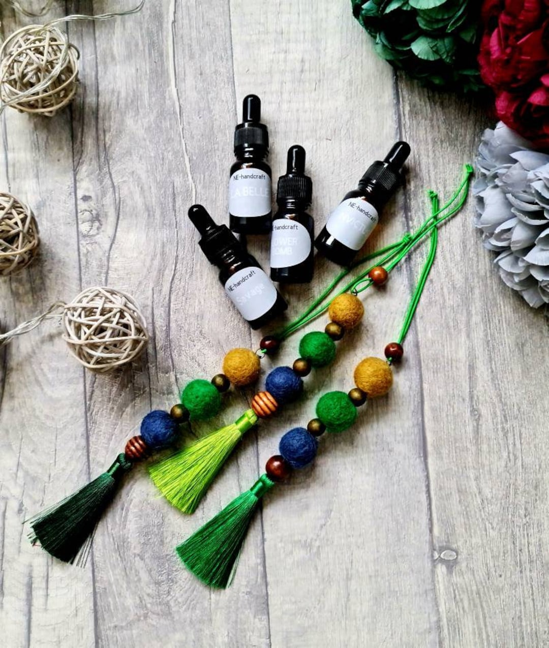 Essential Oil Car Diffuser Felt Wool Ball Diffuser Handmade Essential ...