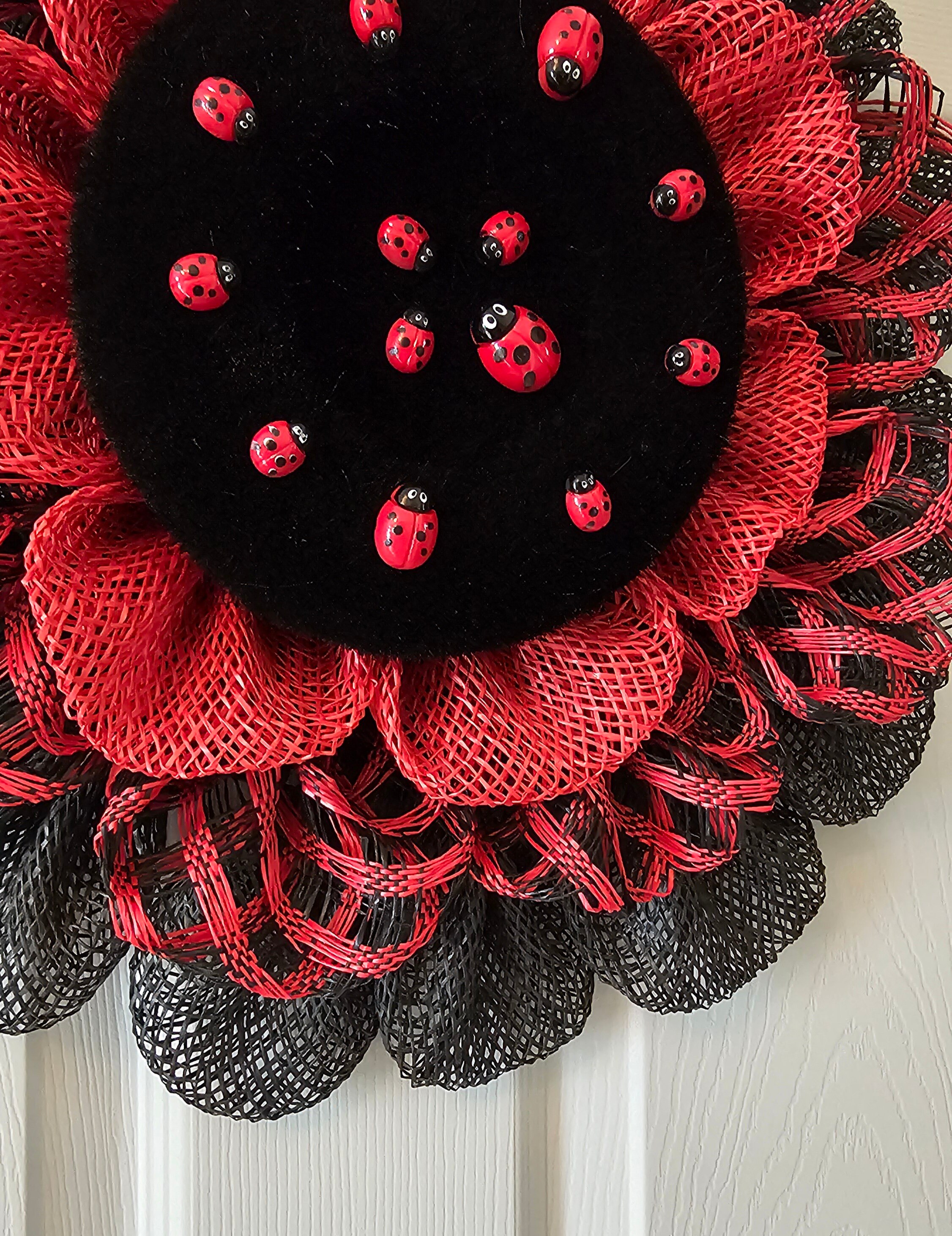Ladybug Flower Wreath, Red and Black, Spring, Summer, Housewarming Gift ...
