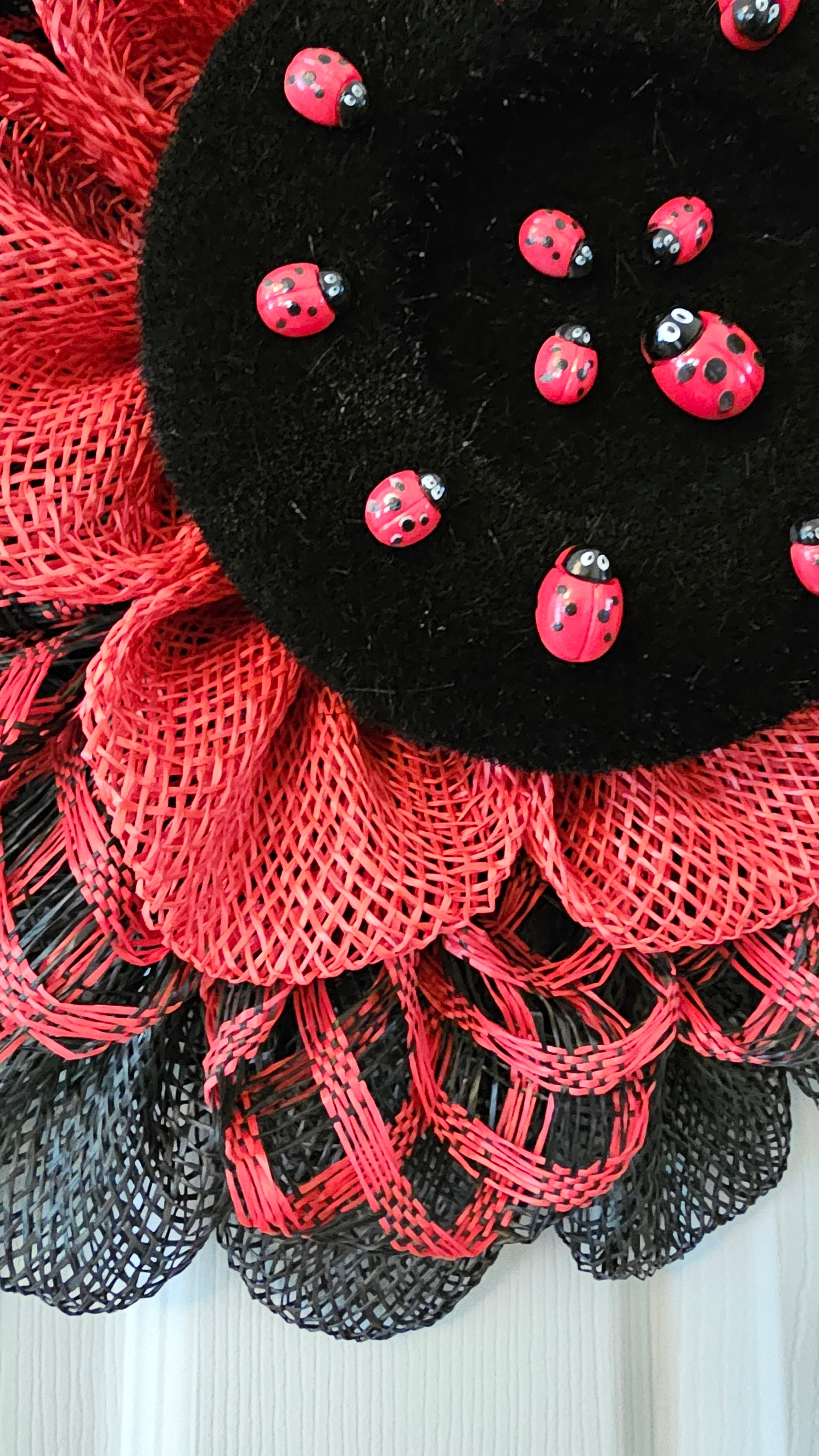 Ladybug Flower Wreath, Red and Black, Spring, Summer, Housewarming Gift ...