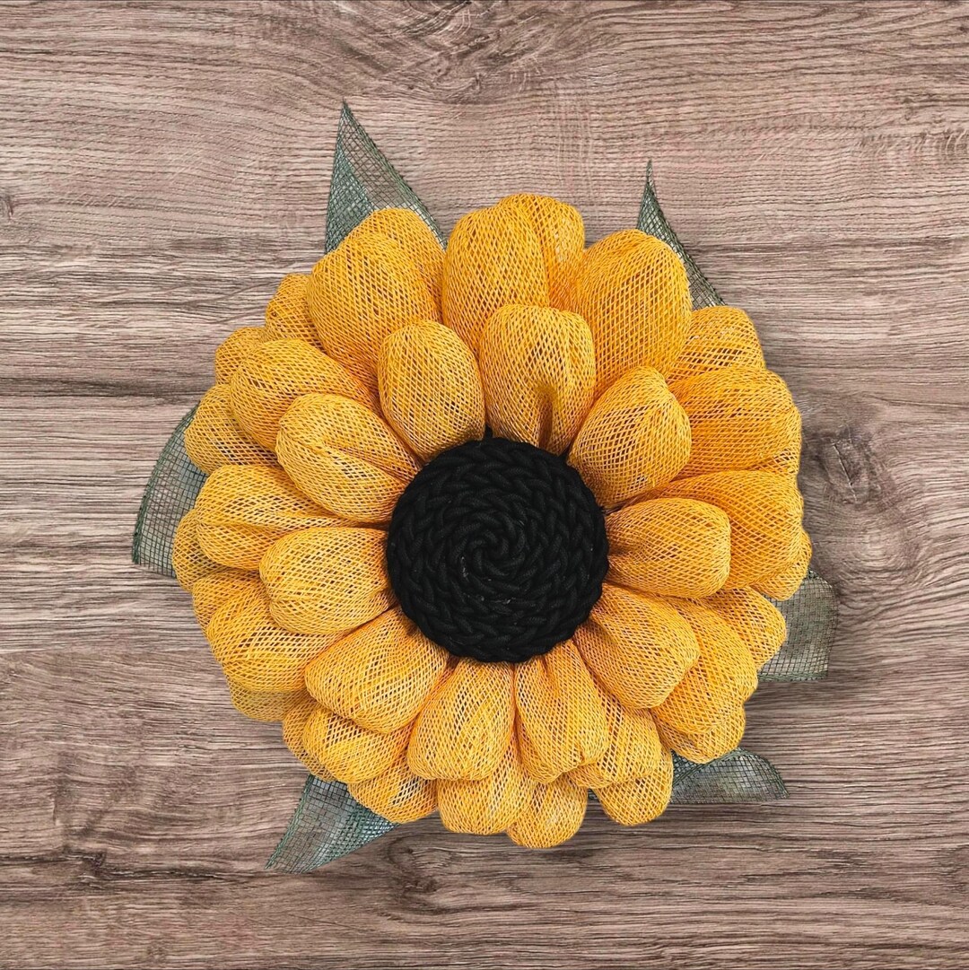 Black Eyed Susan Flower Wreath, Zinnia, Yellow, Poly Burlap - Etsy