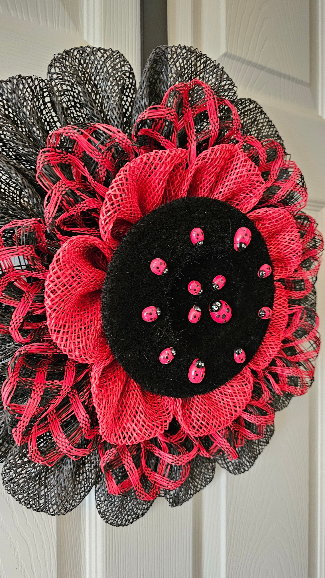 Ladybug Flower Wreath, Red and Black, Spring, Summer, Housewarming Gift ...