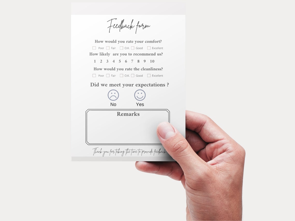Guest Feedback Form, Airbnb Survey, Editable Feedback Template ...