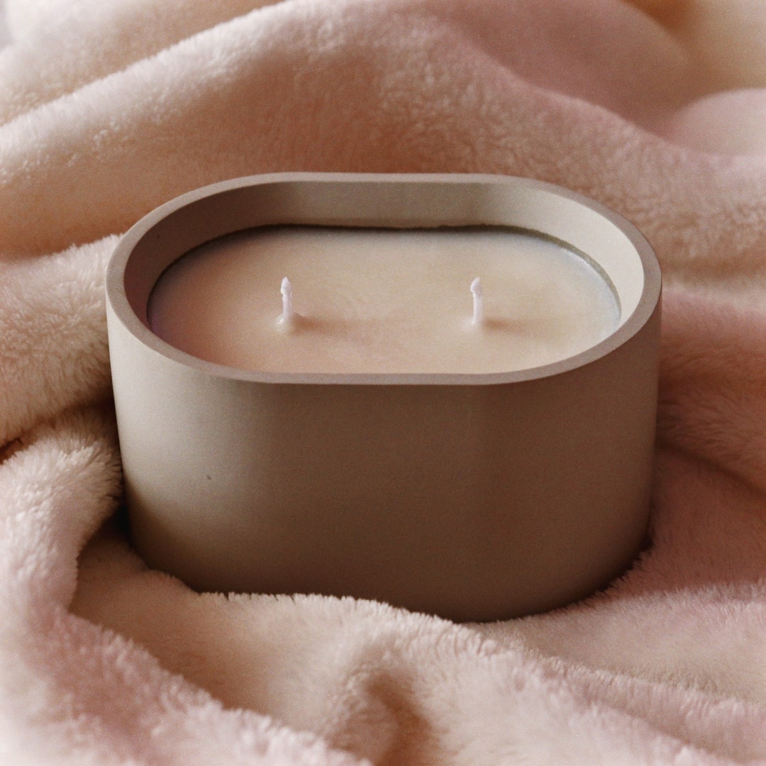 Scented Concrete Candles / Soy Wax Candle / Concrete Container - Etsy