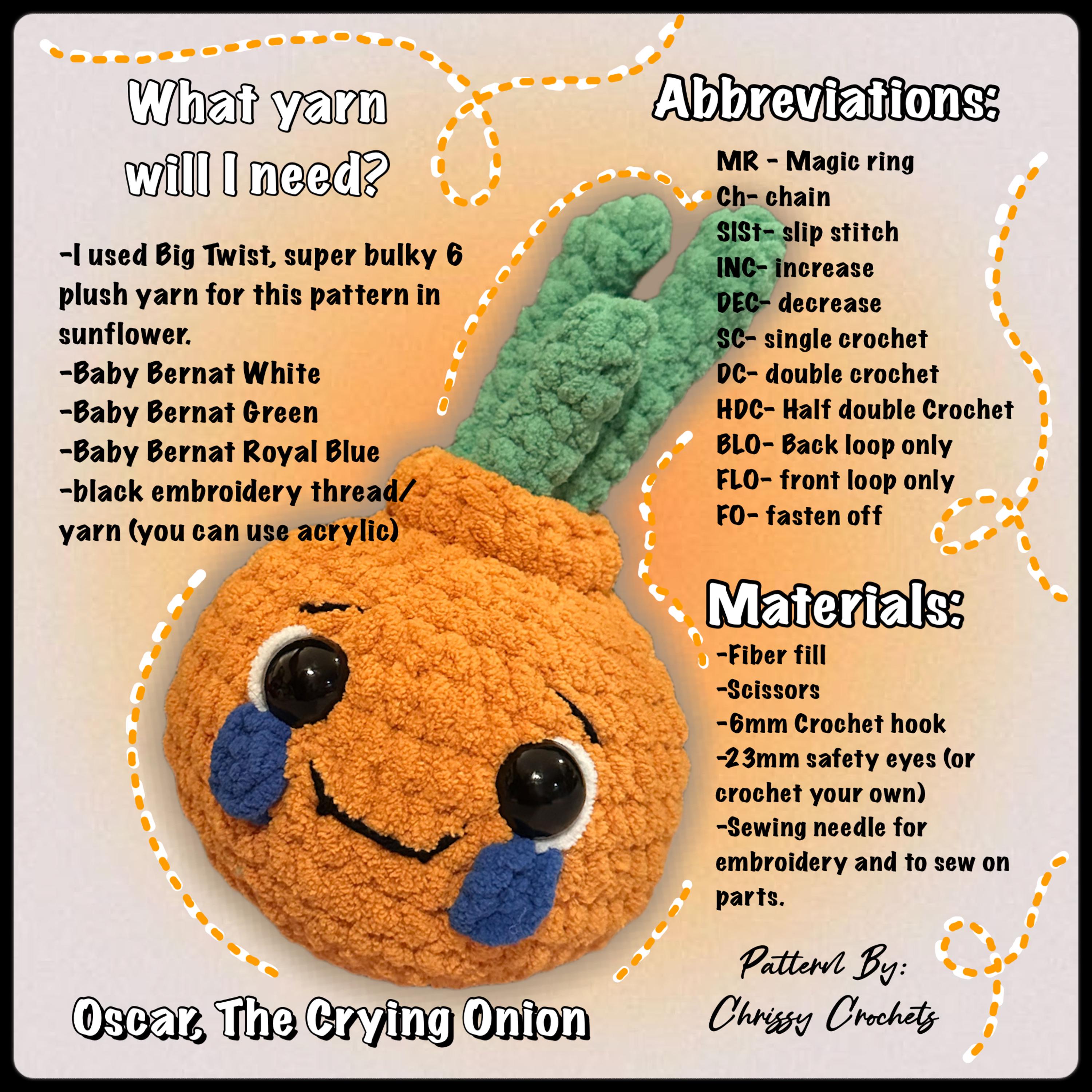Oscar, the Crying Onion Crochet Pattern | Digital File | PDF - Etsy