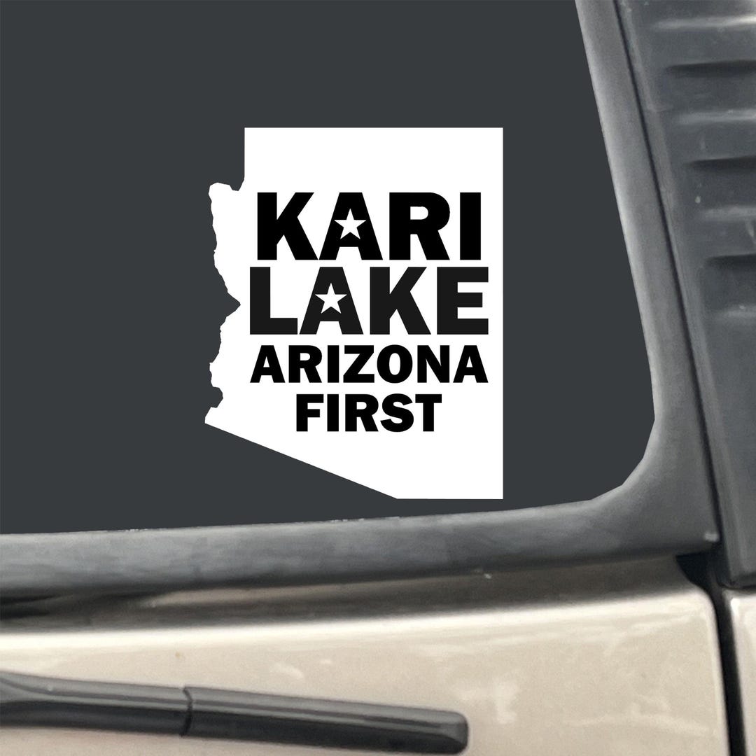 Kari Lake Arizona First - Arizona State Cut-out 4" X 5" White Vinyl ...