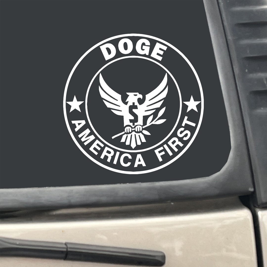 DOGE America First Eagle 5" Round White Vinyl Transfer Decal Sticker ...