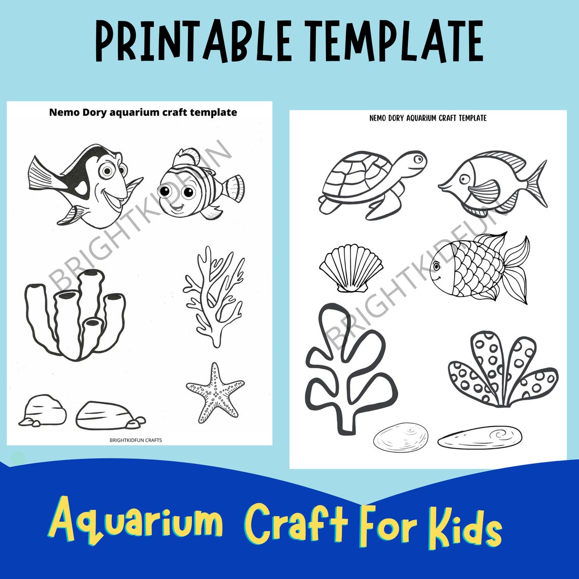 Aquarium Craft for Kids| Nemo Dory Craft Printable Template| Paper ...
