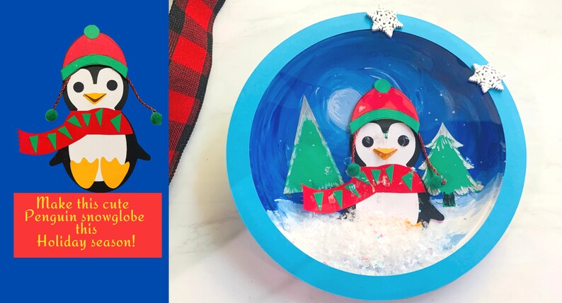 PENGUIN Snow Globe Printable Template DIGITAL ONLY - Etsy