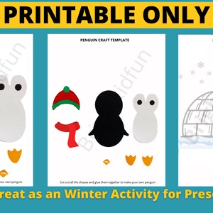PRINTABLE Winter Penguin Craft for Kids| DIGITAL ONLY - Etsy