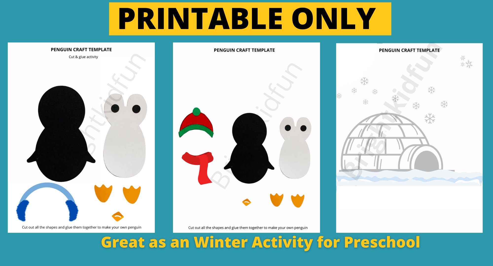 PRINTABLE Winter Penguin Craft for Kids DIGITAL ONLY - Etsy