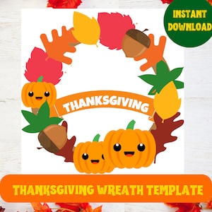 Printable THANKSGIVING WREATH Template|diy Thanksgiving Wreath Craft ...