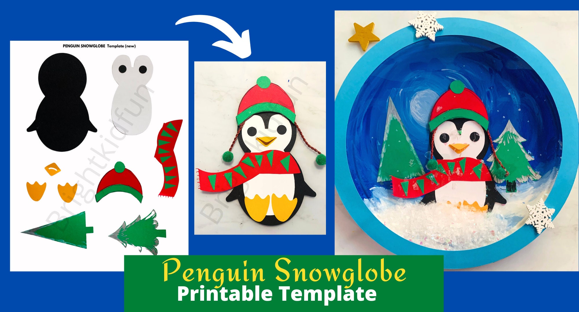 PENGUIN Snow Globe Printable Template DIGITAL ONLY - Etsy
