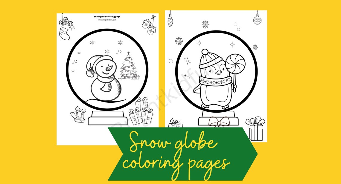Snow Globe Coloring Pages INSTANT DOWNLOAD Printable - Etsy