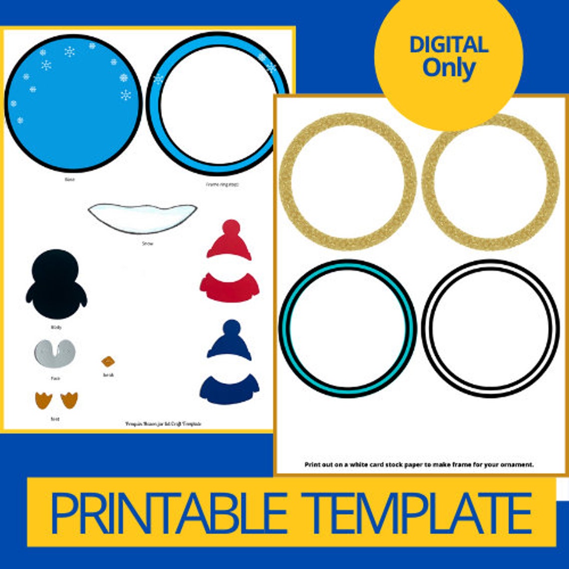 Ornament Mason Jar Lid PRINTABLE TEMPLATE | Etsy