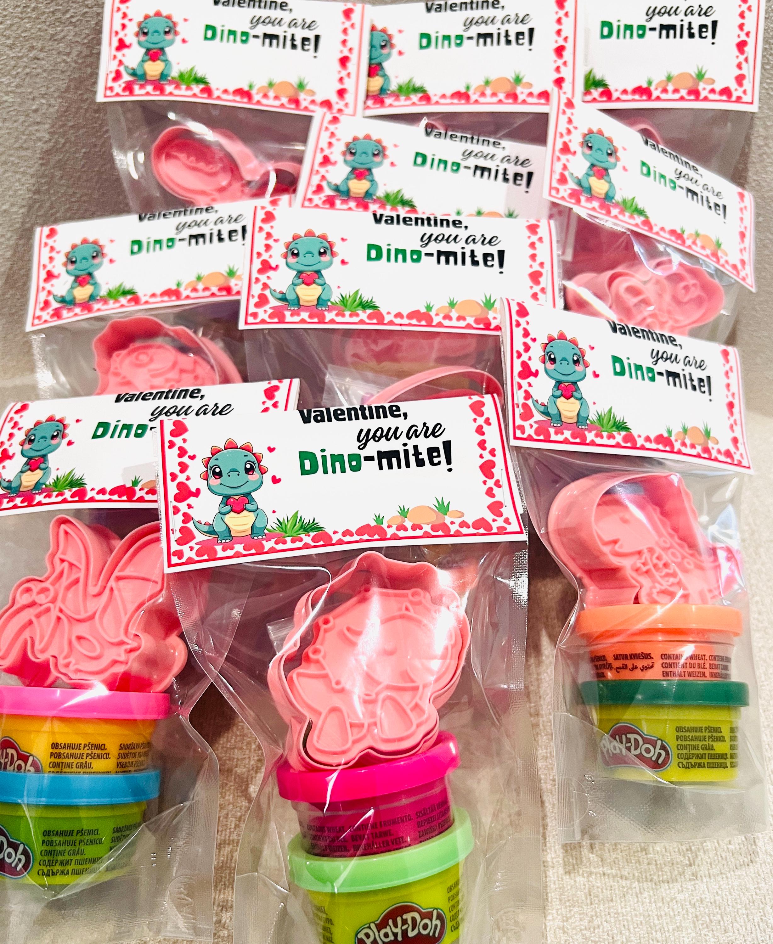 Valentine Dinosaur Playdoh Favor | “valentine You Are Dino-mite” | Dino ...