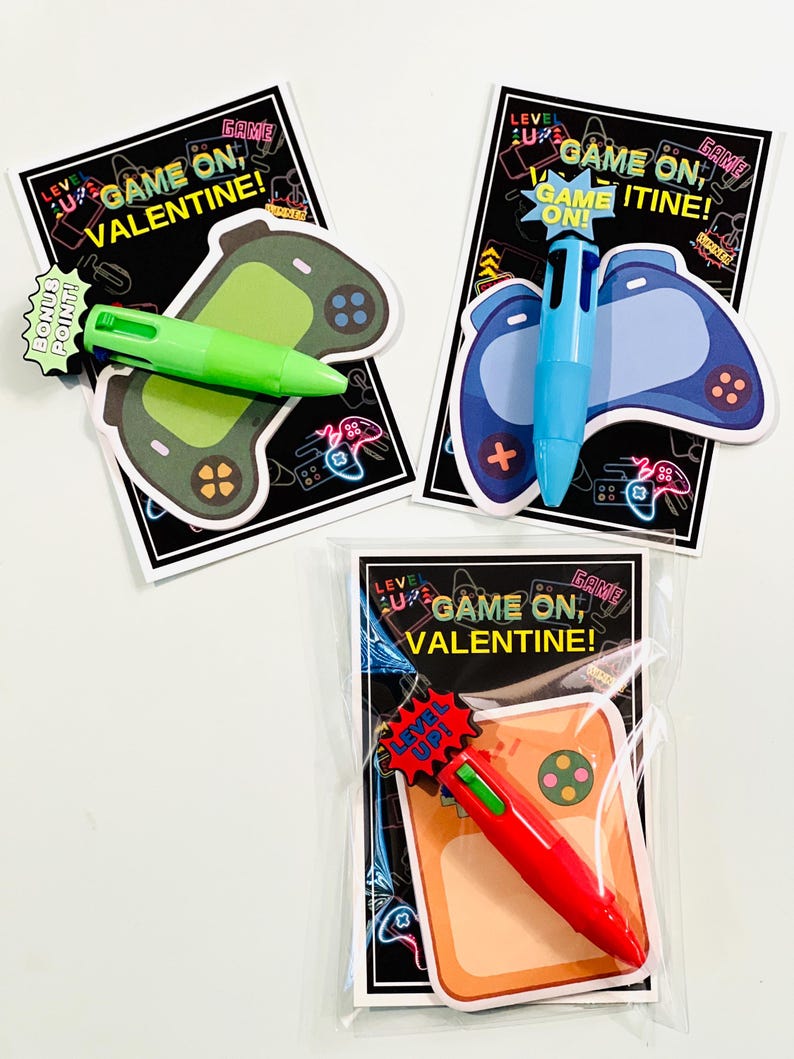 Game on Valentine Favors | Gaming Valentine Classroom Gift | Video Game ...