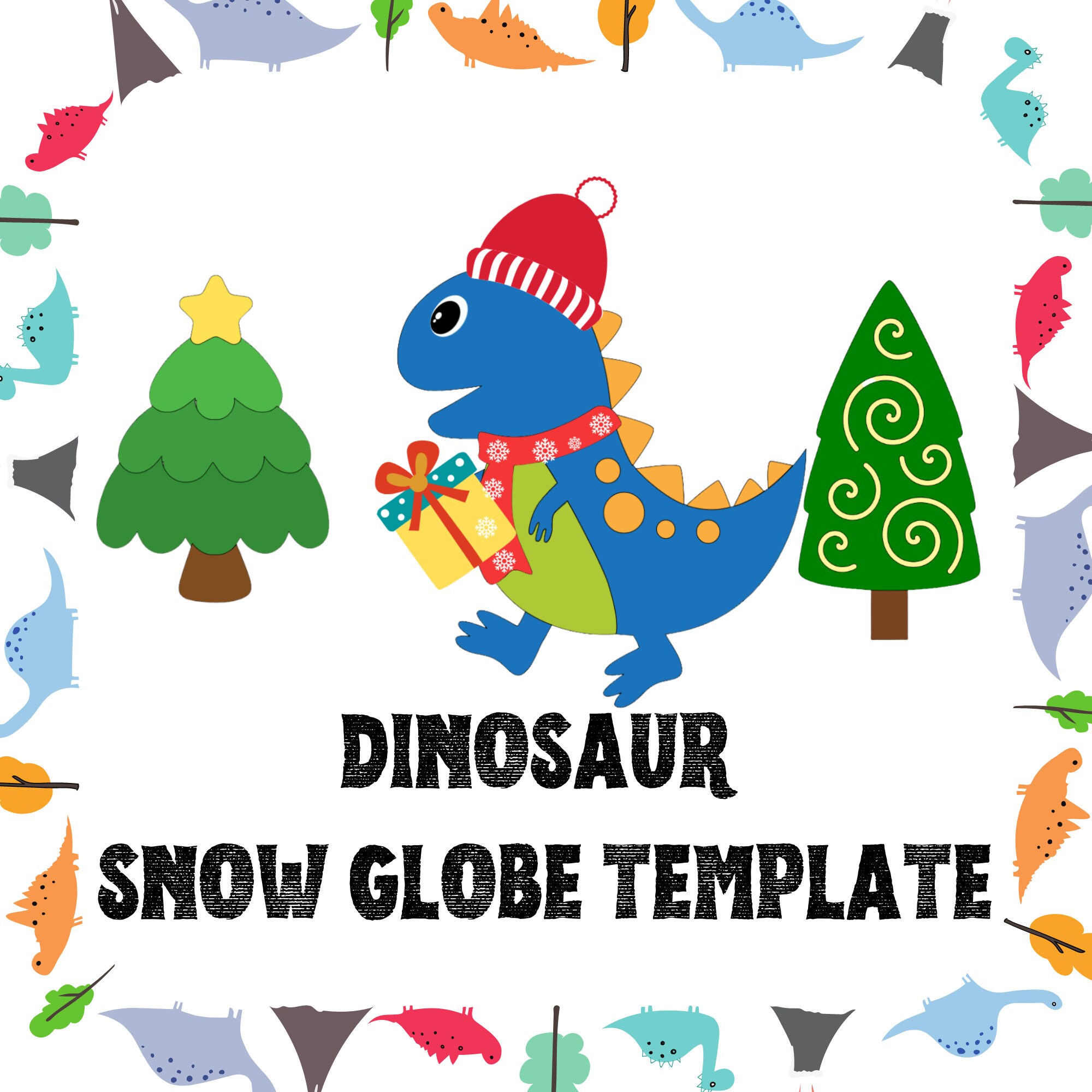 DINOSAUR THEME Snow Globe PRINTABLE - Etsy