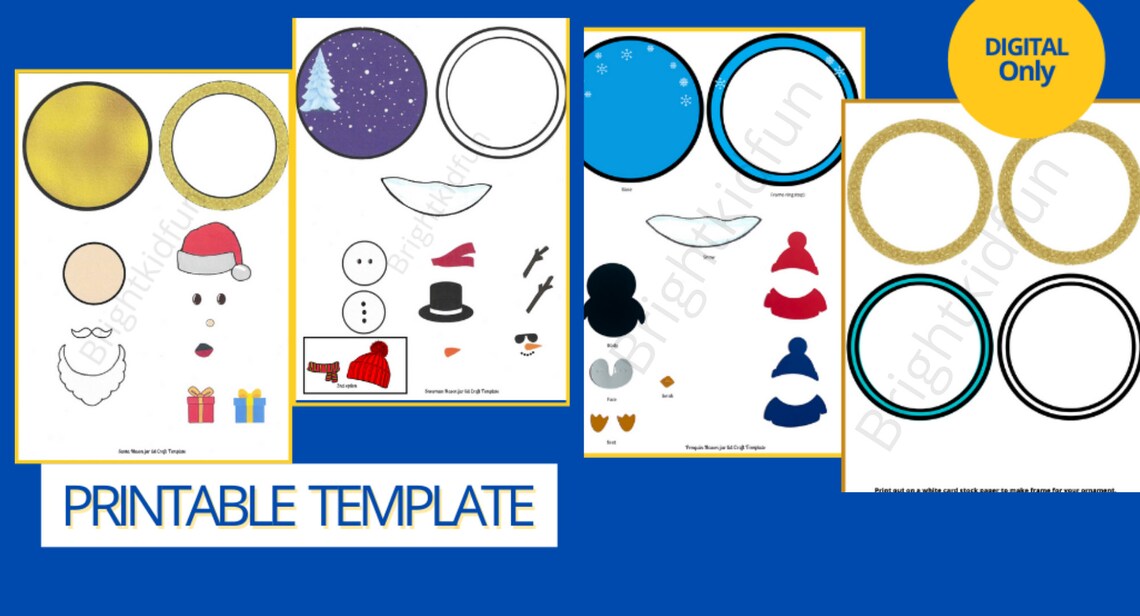 Ornament Mason Jar Lid PRINTABLE TEMPLATE | Etsy