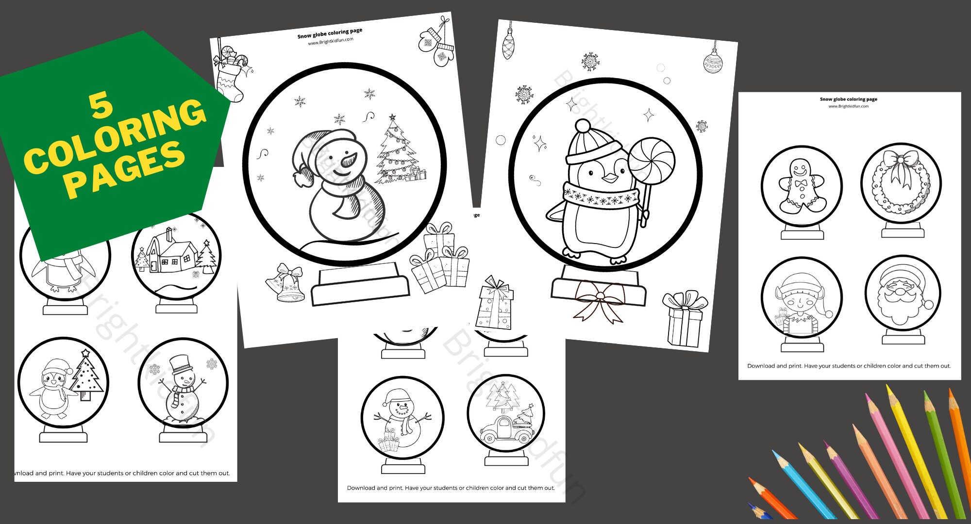 Snow Globe Coloring Pages INSTANT DOWNLOAD Printable - Etsy