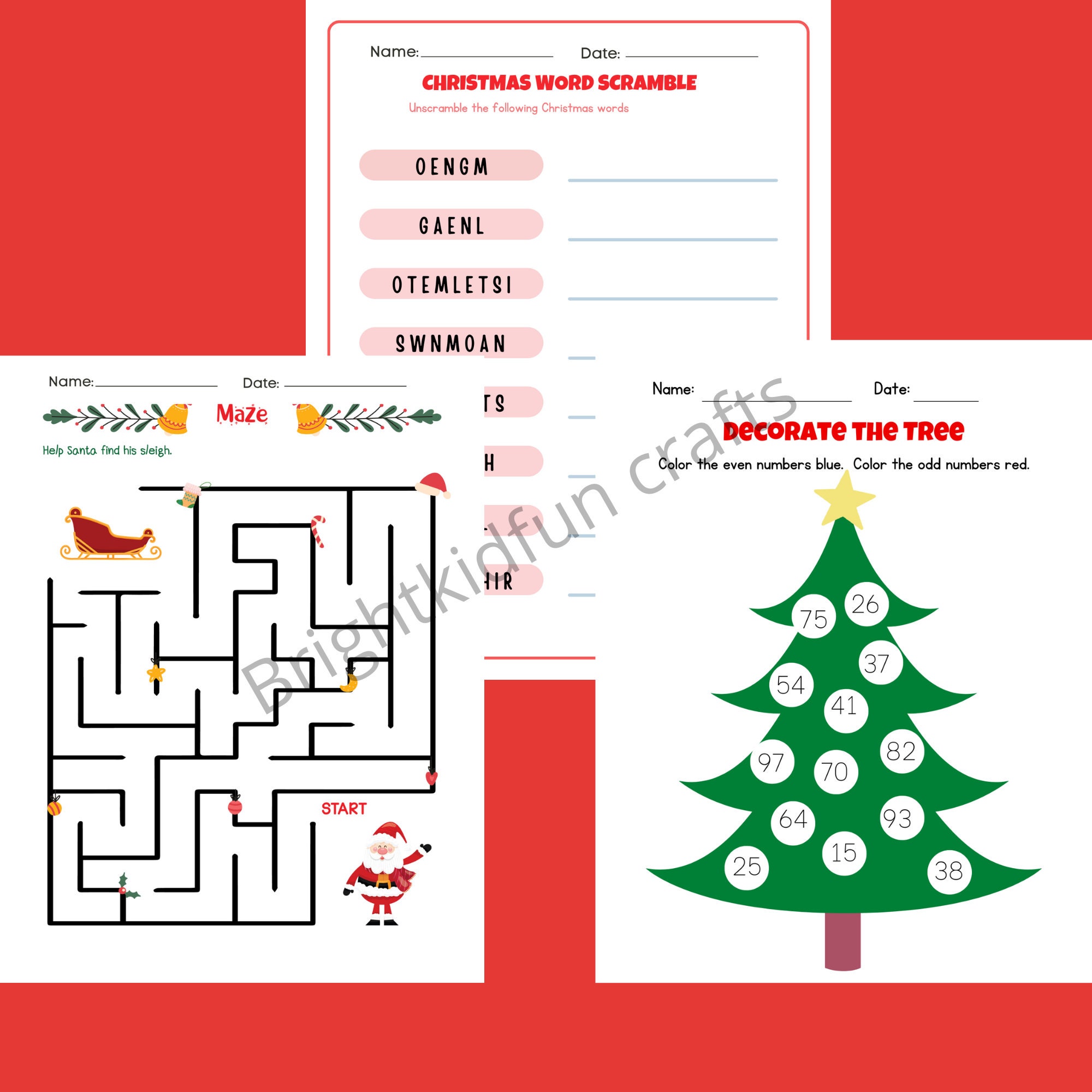 Christmas Activity Pages for Kids| Christmas Activities Printable ...