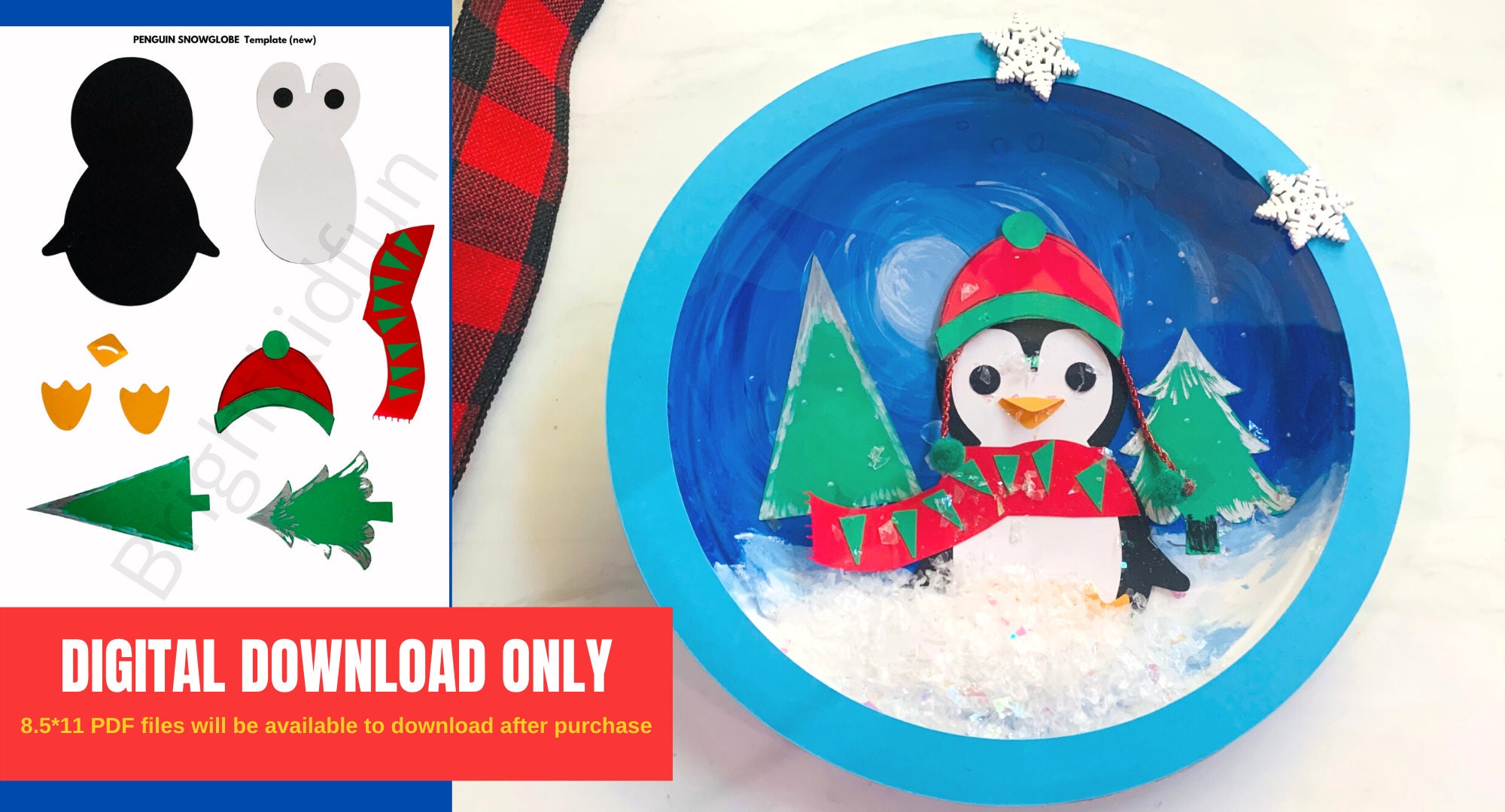 PENGUIN Snow Globe Printable Template DIGITAL ONLY - Etsy