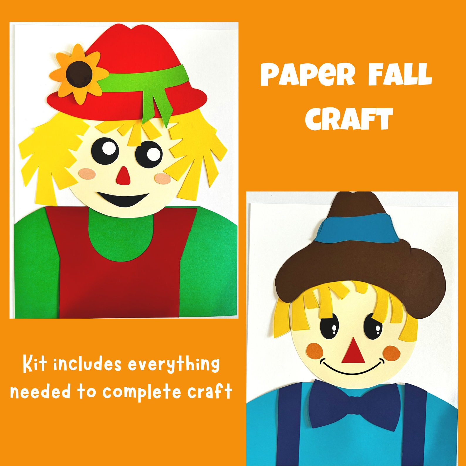 Scarecrow Paper Craft for Kids Fall Crafts for - Etsy