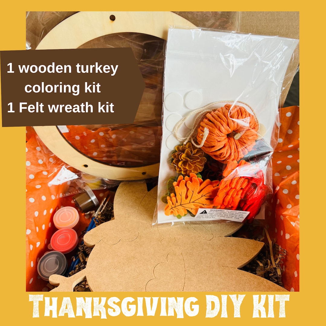 Thanksgiving Craft Kit| Fall Wreath DIY Kit| Thankful Turkey Painting ...