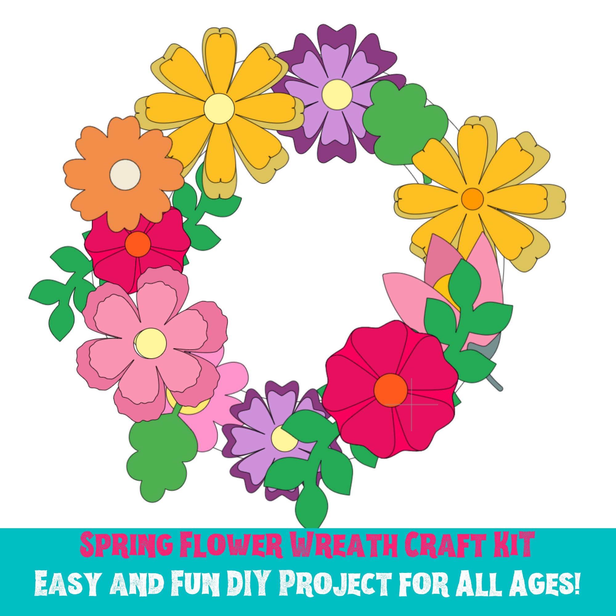 DIY Spring Flower Wreath Craft Kit Paperwreath Craft Kit - Etsy