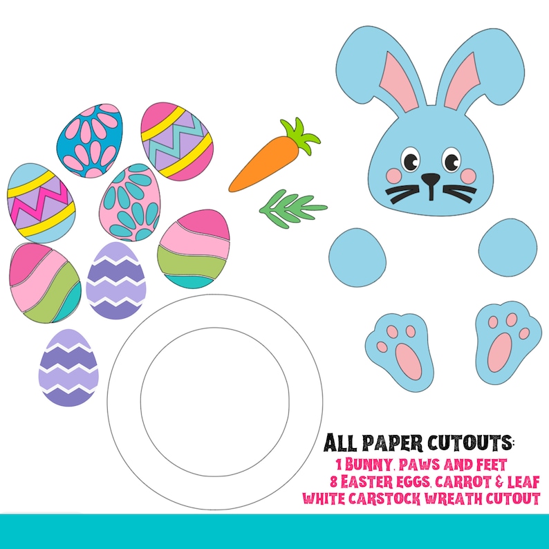 Easter Bunny Wreath Kit Kids Paper Craft Kit - Etsy