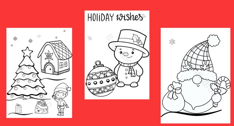 10 Fun Christmas Coloring Pages Christmas Kids Coloring Book | Etsy