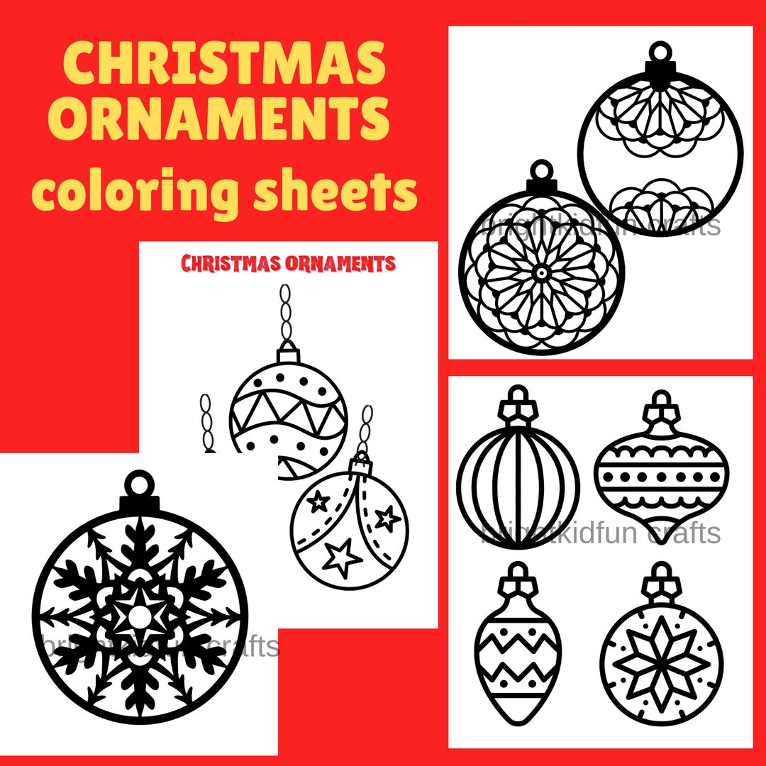 Christmas Ornaments Coloring Sheets - Etsy