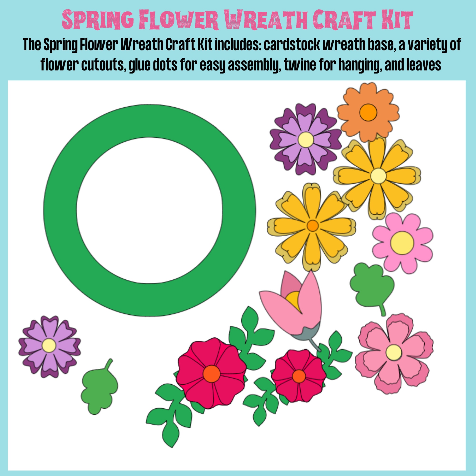 DIY Spring Flower Wreath Craft Kit Paperwreath Craft Kit - Etsy