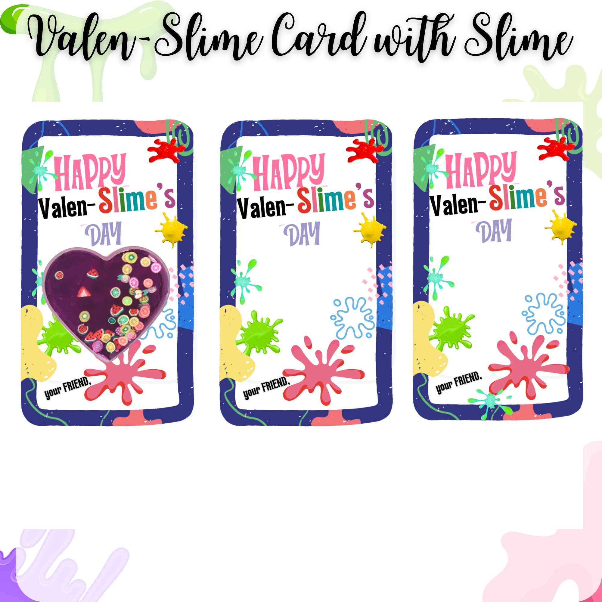 Slime-y Valentine Cards With Slime for Classroomslime - Etsy