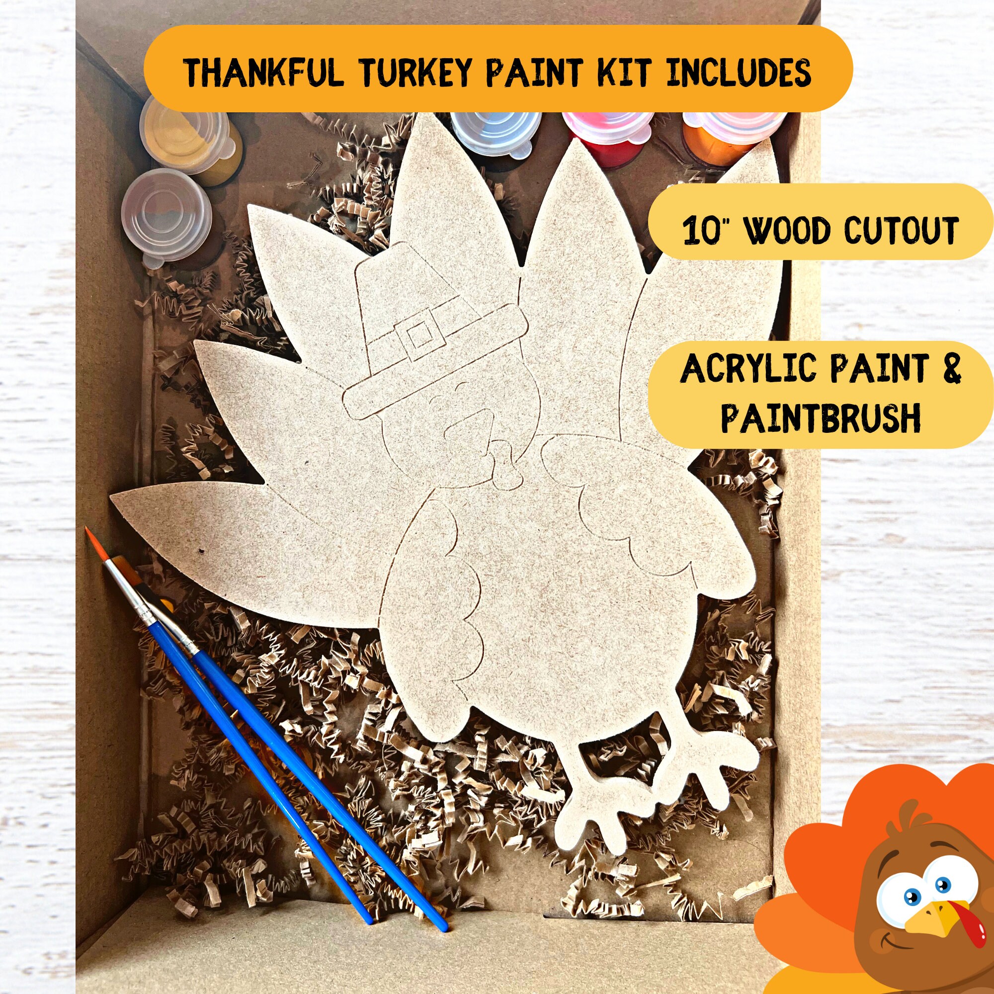 Thanksgiving Craft Kit Fall Wreath DIY Kit Thankful Turkey Painting Kit ...