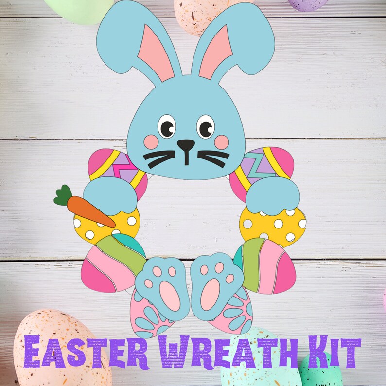 Easter Bunny Wreath Kit Kids Paper Craft Kit - Etsy
