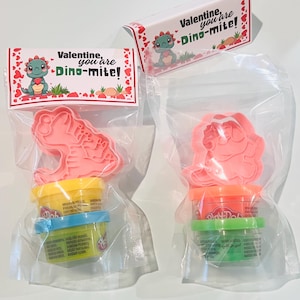 Valentine Dinosaur Playdoh Favor | “valentine You Are Dino-mite” | Dino ...