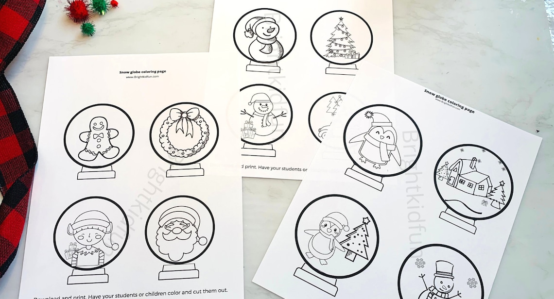 Snow Globe Coloring Pages INSTANT DOWNLOAD Printable - Etsy