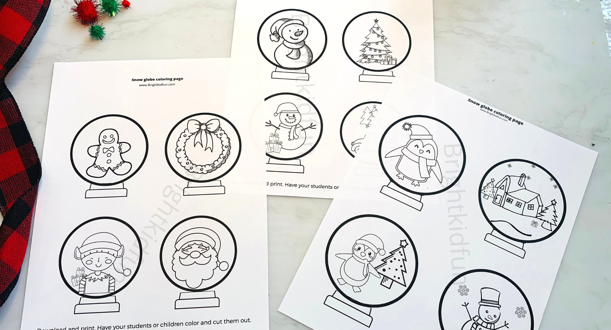 Snow Globe Coloring Pages INSTANT DOWNLOAD Printable - Etsy