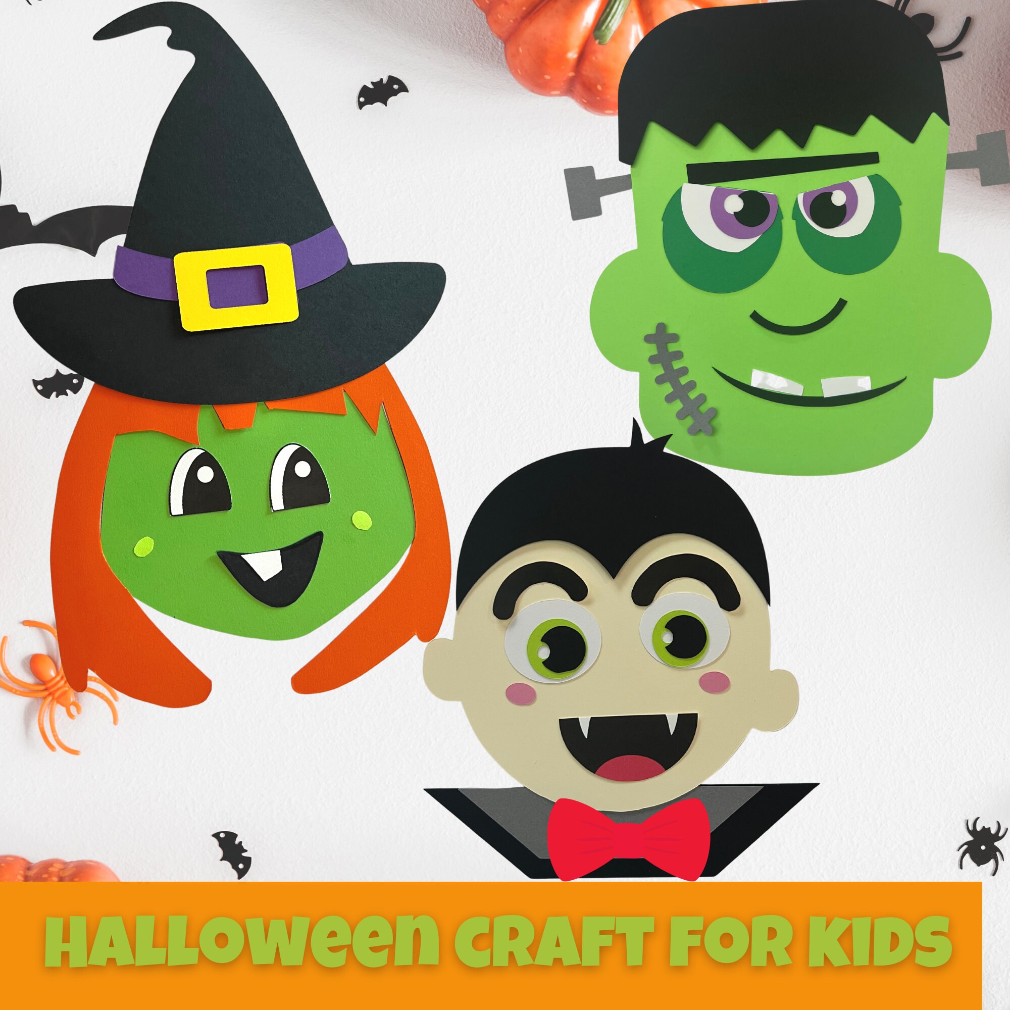 FRANKENSTEIN & WITCH Paper Craft Kit for Kids| Halloween Paper Craft ...