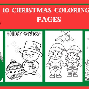 10 Fun Christmas Coloring Pages| Christmas Kids Coloring Book | Instant ...