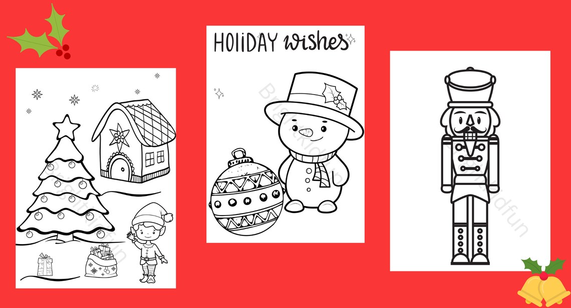 10 Fun Christmas Coloring Pages Christmas Kids Coloring Book | Etsy