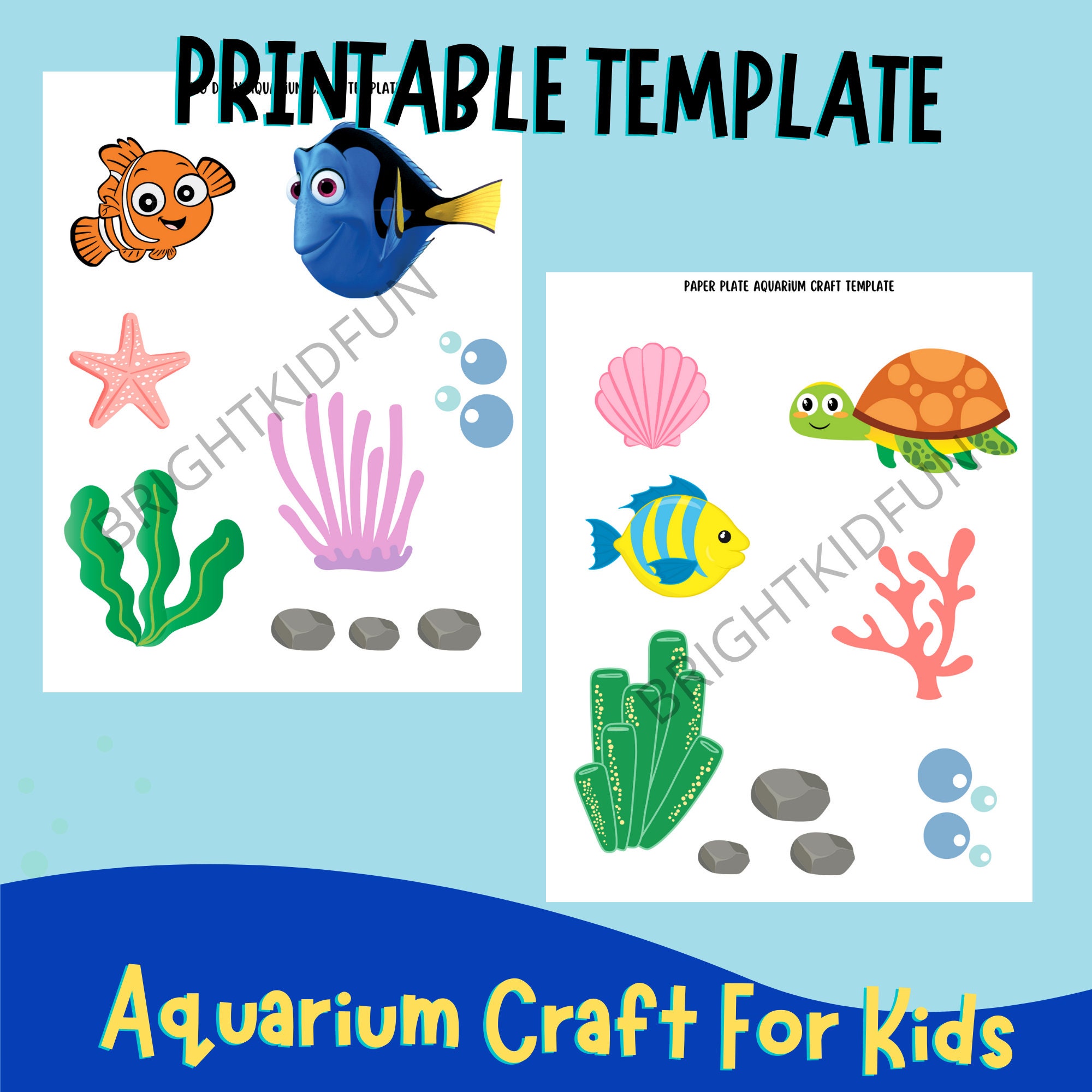 Aquarium Craft for Kids Nemo Dory Craft Printable Template - Etsy